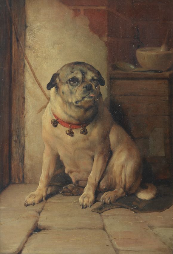 Bonhams : Edwin Douglas (British, 1848-1914) The patient - a Pug by a ...