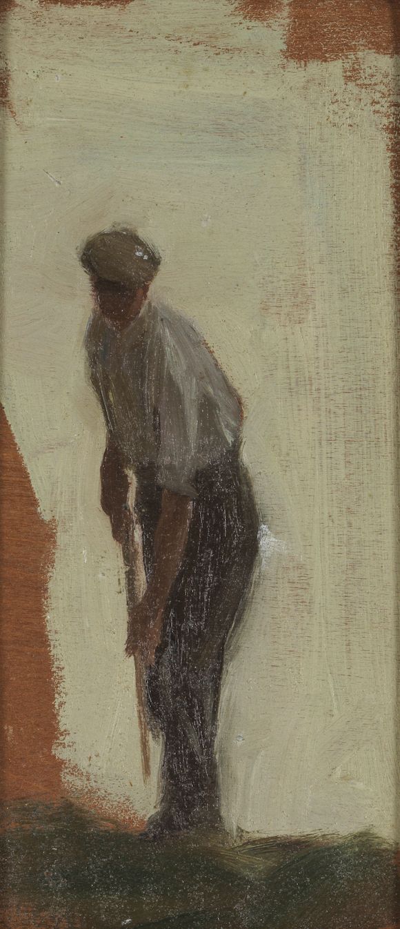 Bonhams : Frederick Hall (British, 1860-1948) Figure hoeing