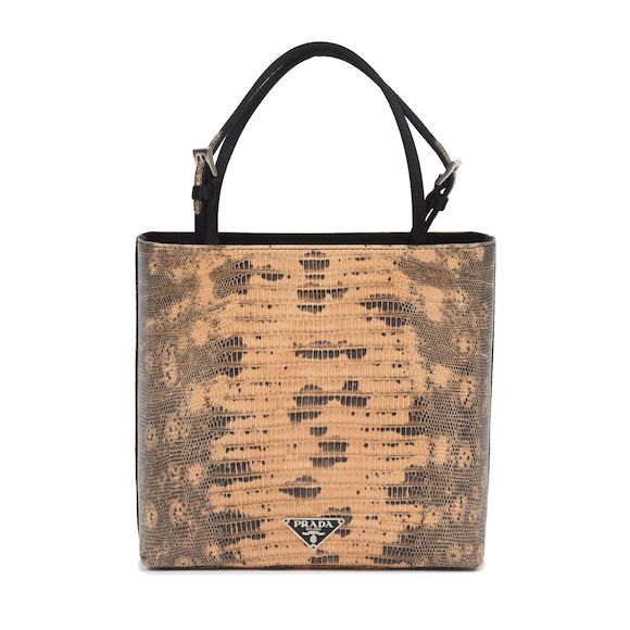 Bonhams : Prada: a Beige Lizard and Satin Mini Handbag (includes dust ...