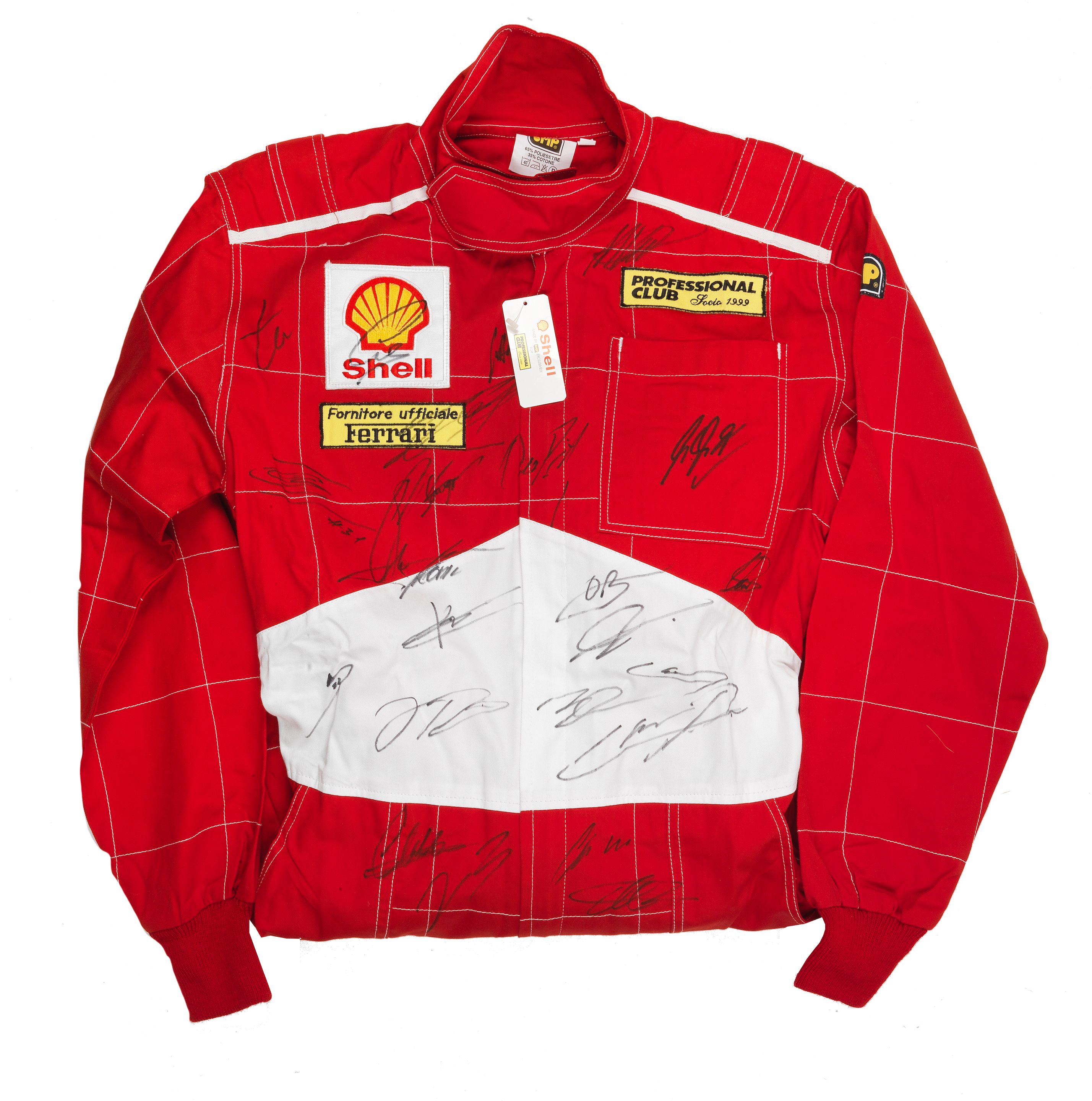 Bonhams Cars : A signed pair of Shell OMP workshop overalls made for ...