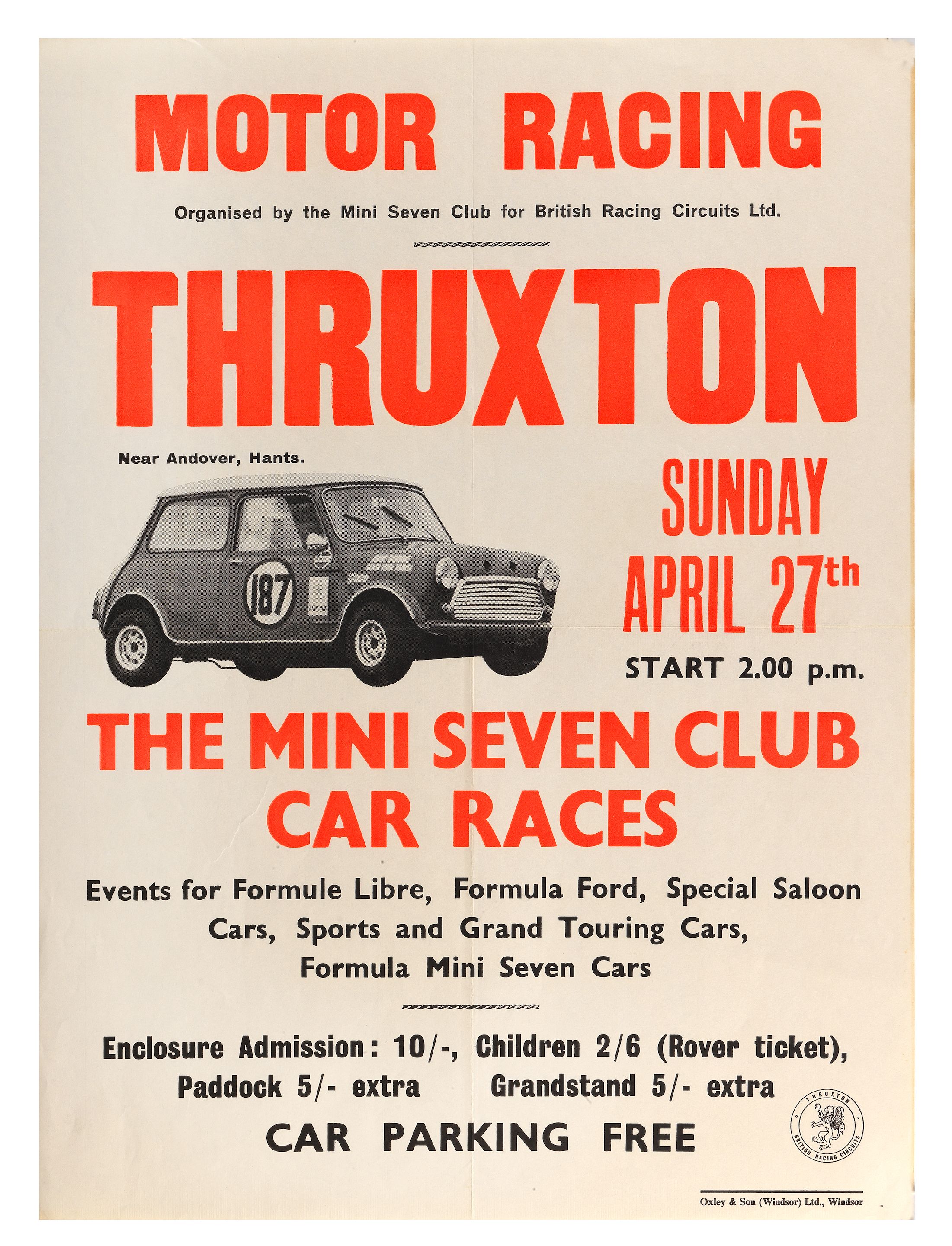 Bonhams Cars : Five assorted Thruxton race posters, ((5))
