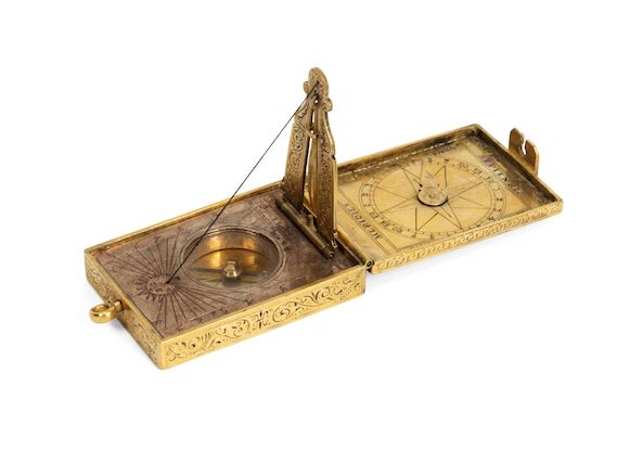Bonhams : A rare Marcus Purman gilt and silvered brass tablet sundial ...