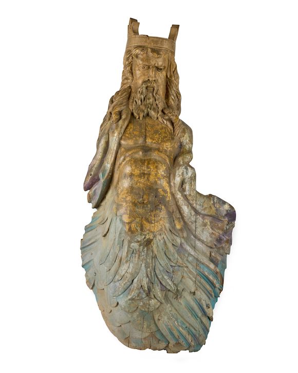 Bonhams : An English carved and partially gilded and silvered figure of ...