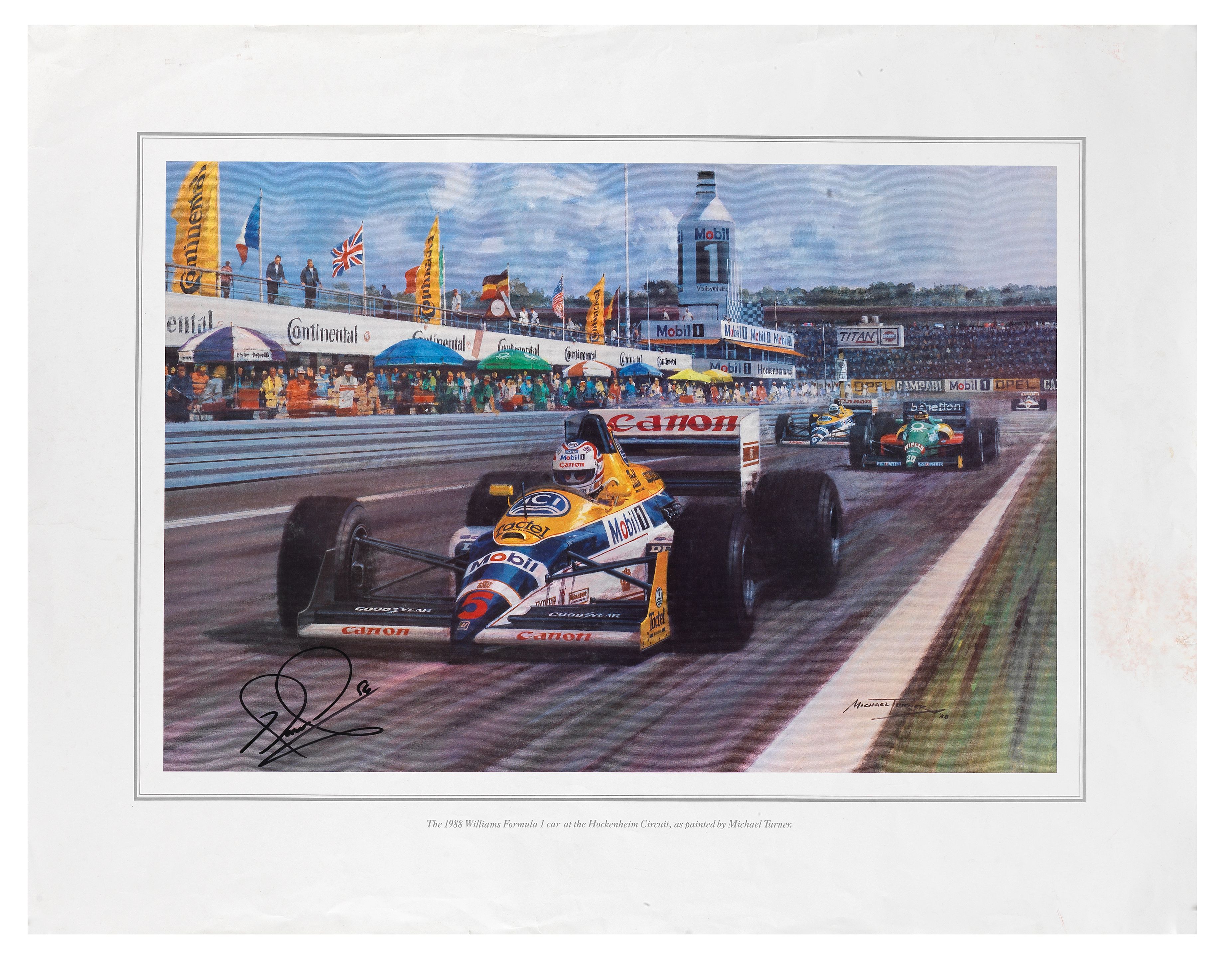 Bonhams Cars : Assorted prints and posters signed by Nigel Mansell, ((8))