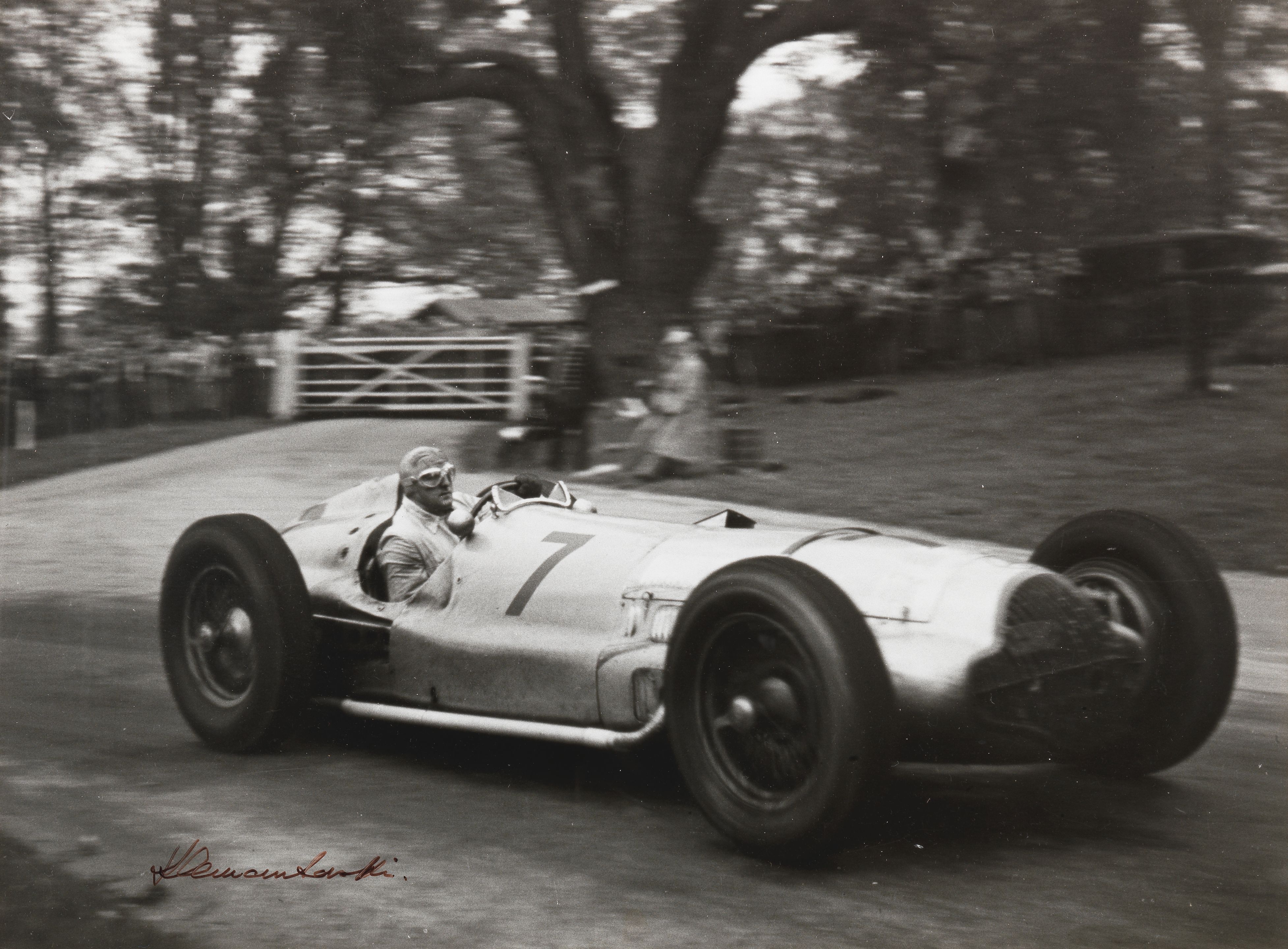 Bonhams Cars : Herman Lang - Mercedes Benz, monochrome photograph by ...