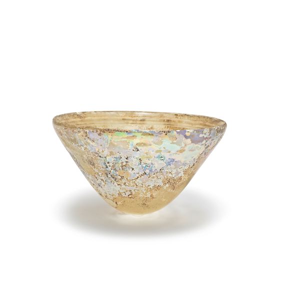 Bonhams : A Greek colourless glass bowl with wheel-cut bands