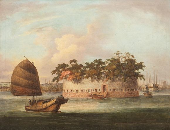Bonhams : CHINESE ARTIST (CIRCA 1830) The Dutch Folly Fort, Canton ...