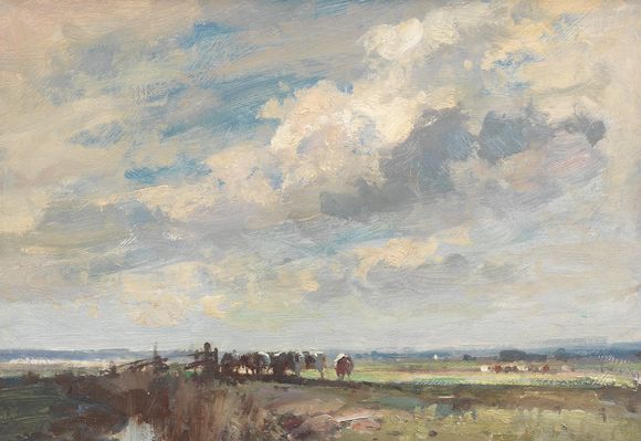 Bonhams : Edward Seago, RWS, RBA (British, 1910-1974) Cattle on Thurne ...