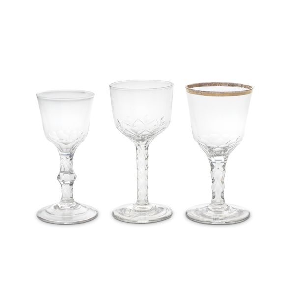 Bonhams : Three facet stem goblets, circa 1770-80