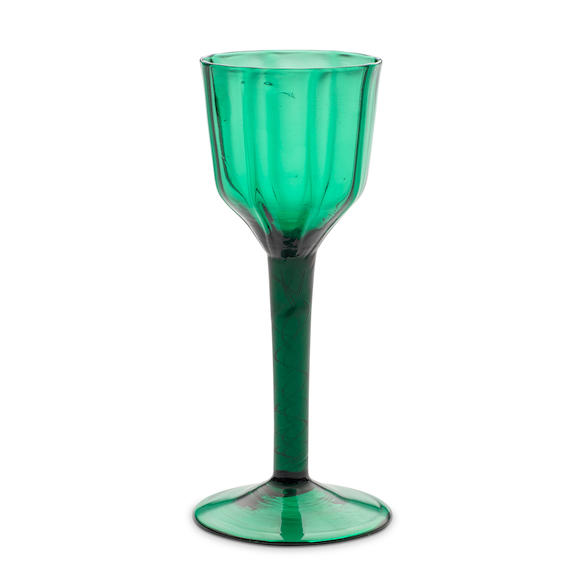 Bonhams A Fine Emerald Green Tinted Airtwist Goblet Or Large Wine