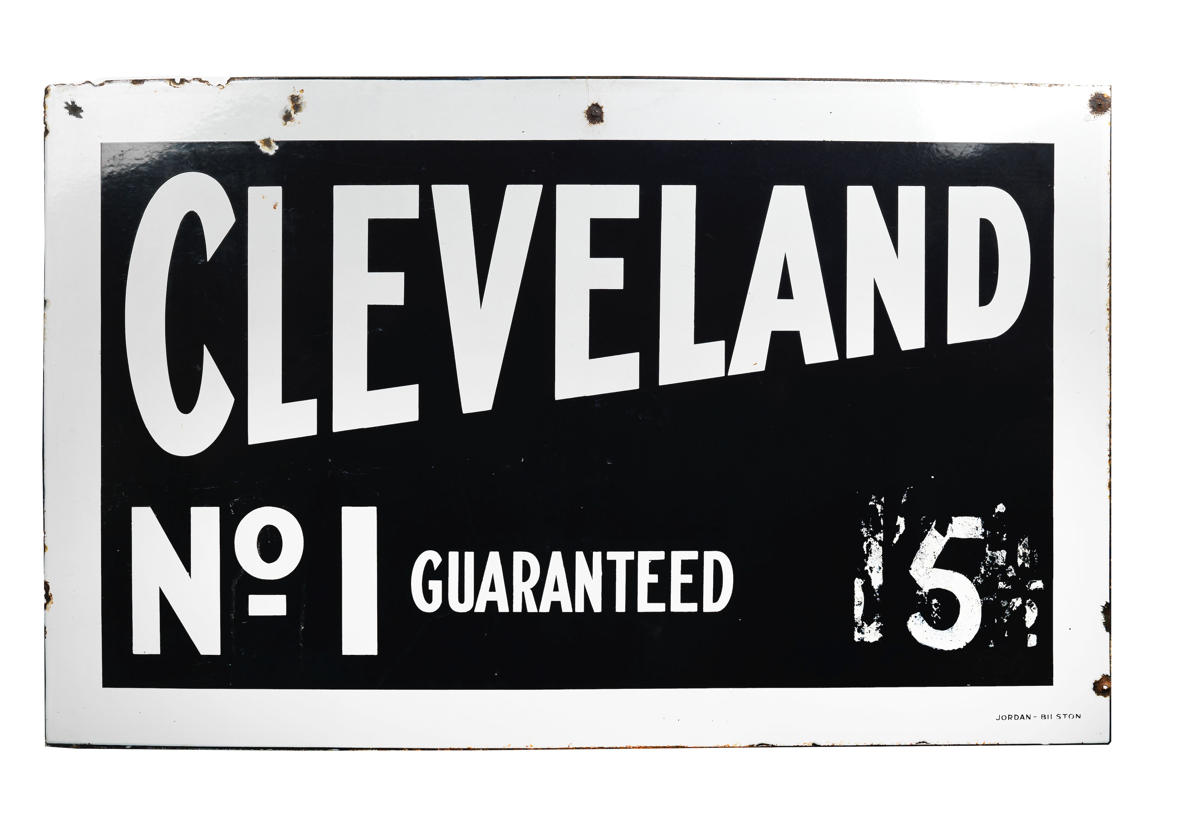 Bonhams Cars : A Cleveland No1 Guaranteed enamel sign by J A Jordan ...