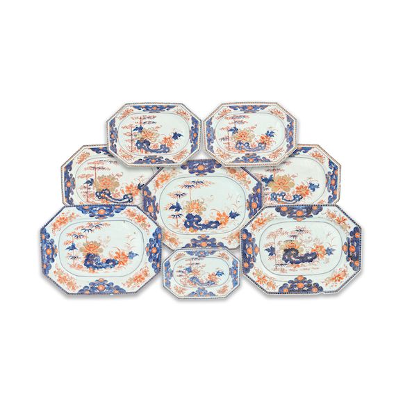 Bonhams : A part set of late 18th century Chinese export porcelain Imari pattern graduated meat ...