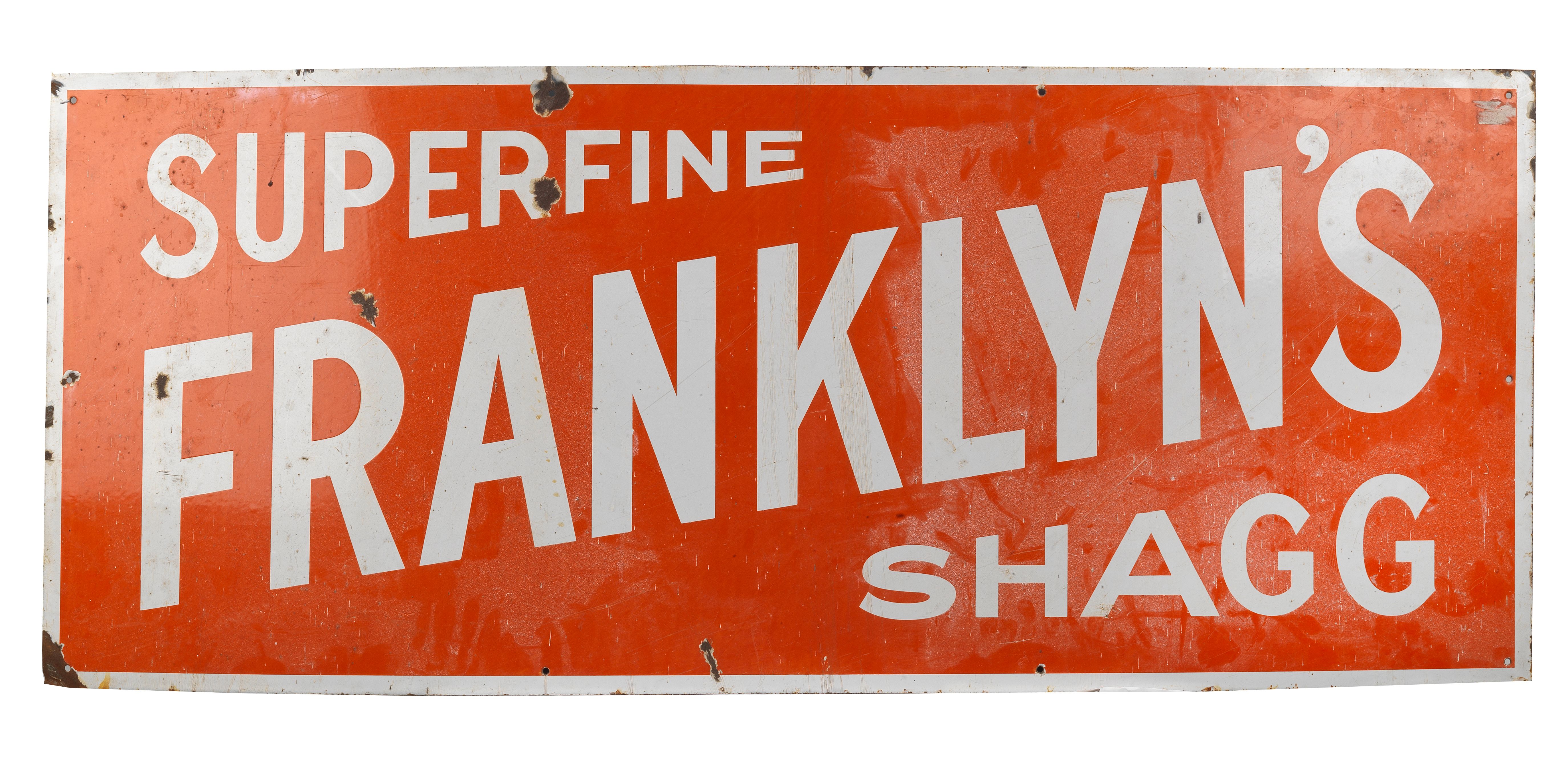 Bonhams Cars : A Superfine Franklyn's Shagg enamel sign,
