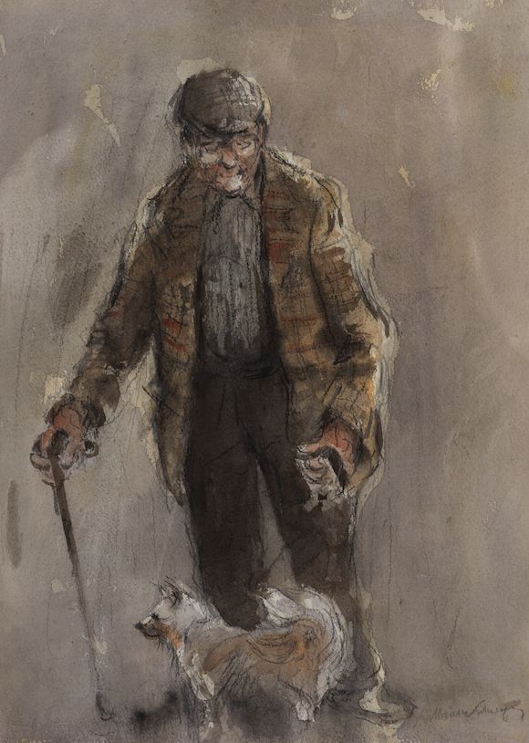 Bonhams : William Selwyn (Welsh, born 1933) Ted with His Dog (with a ...