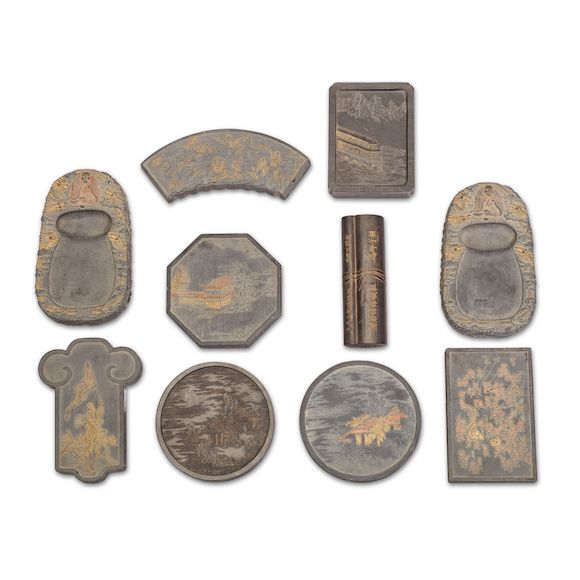 Bonhams : A COLLECTION OF TEN INK CAKES 19th/20th century (10)