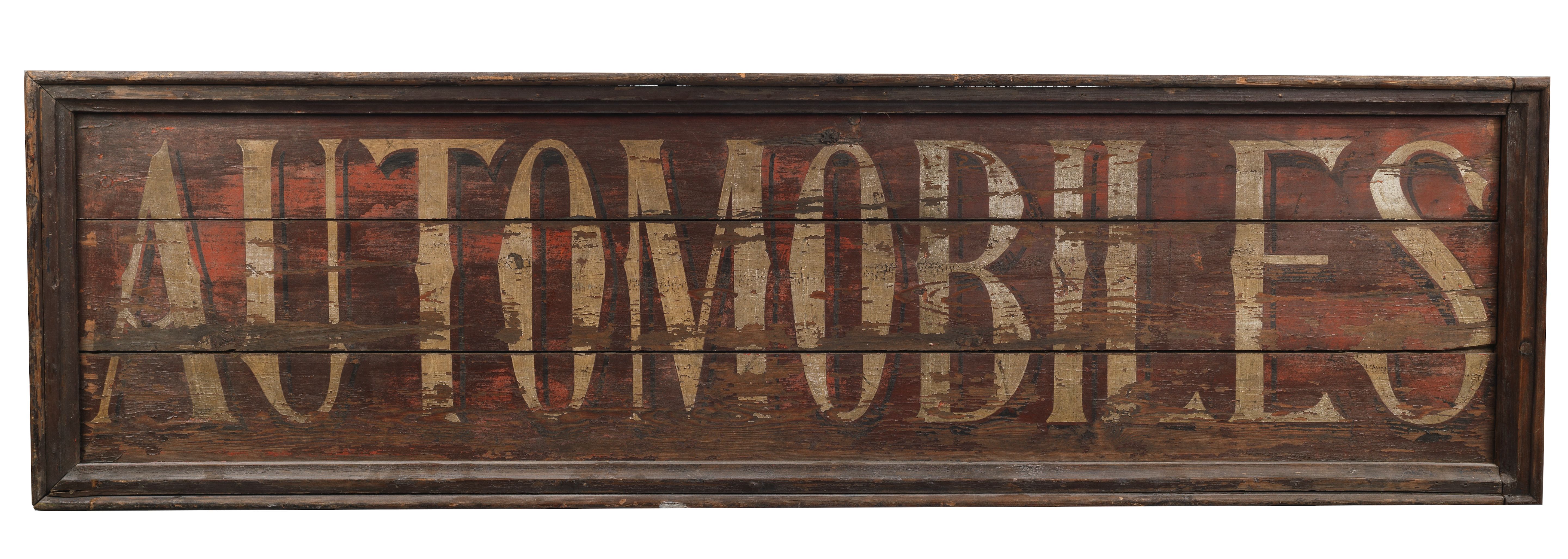 Bonhams Cars : Three painted wooden garage signs, ((3))