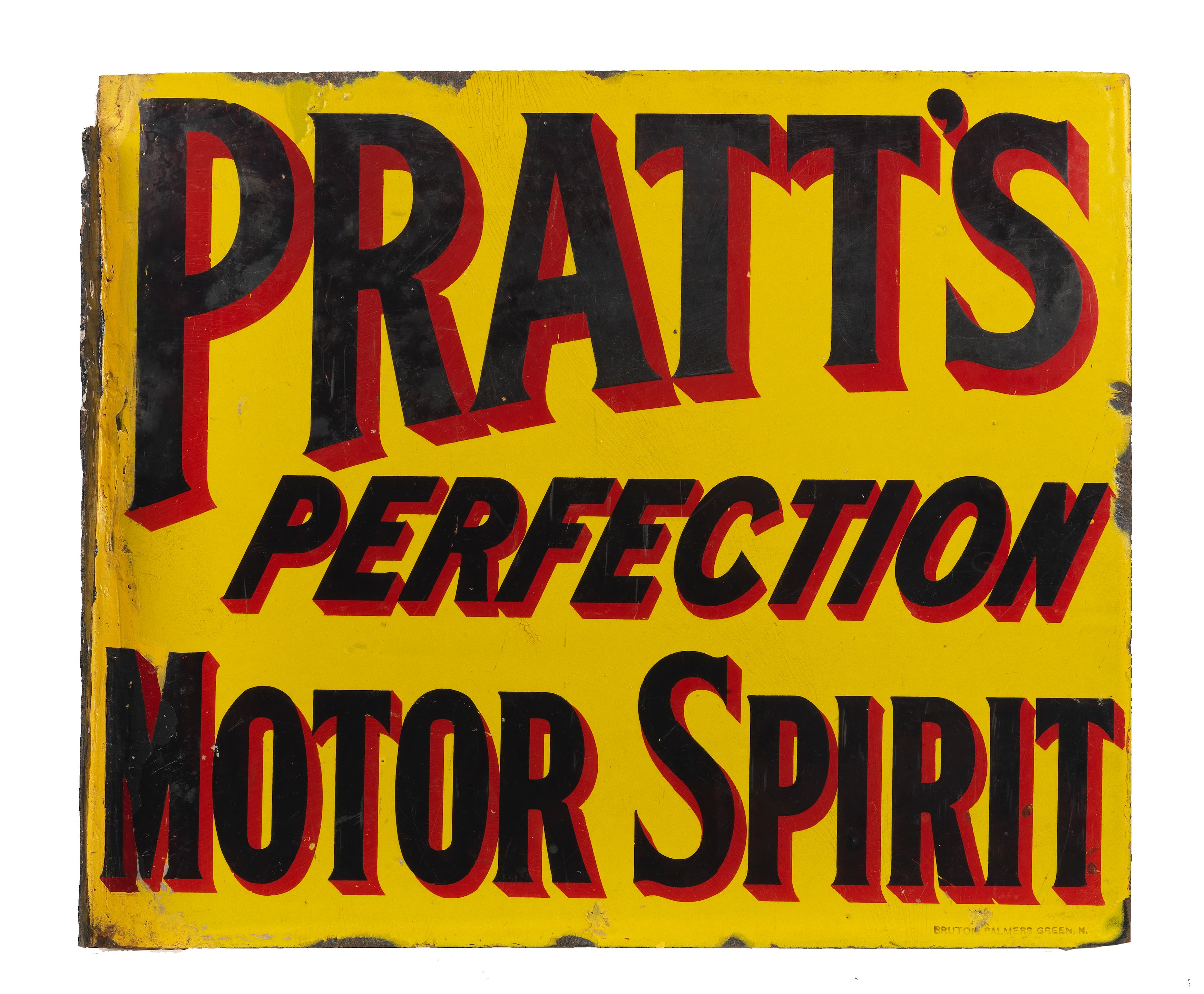 Bonhams Cars : A Pratt's Perfection Motor Spirit enamel sign,