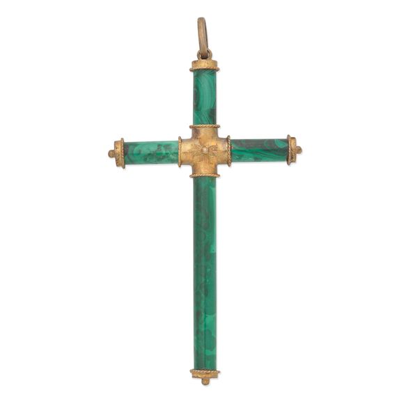 Bonhams : MALACHITE CROSS PENDANT,