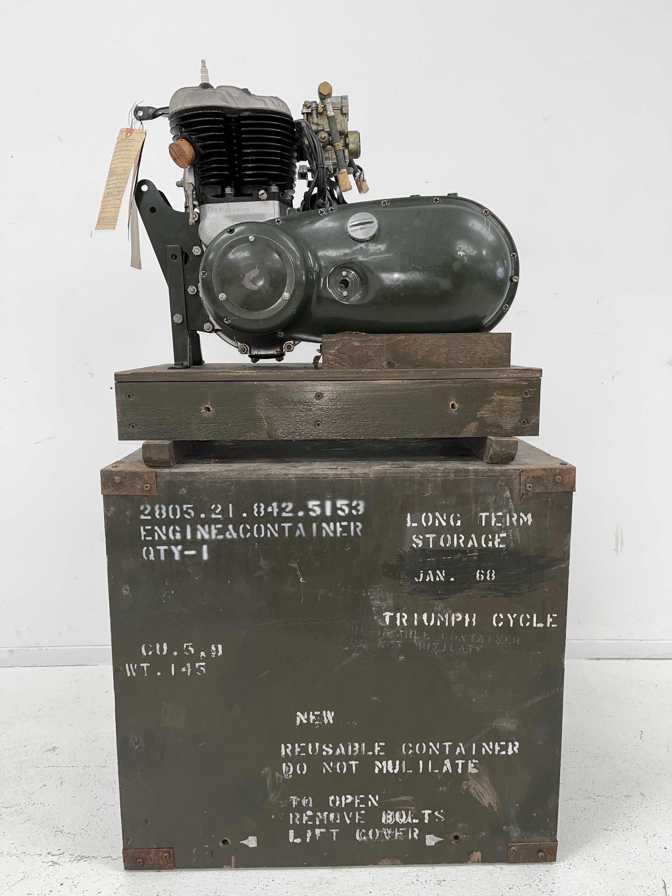 Bonhams Cars : A boxed Triumph TRW engine