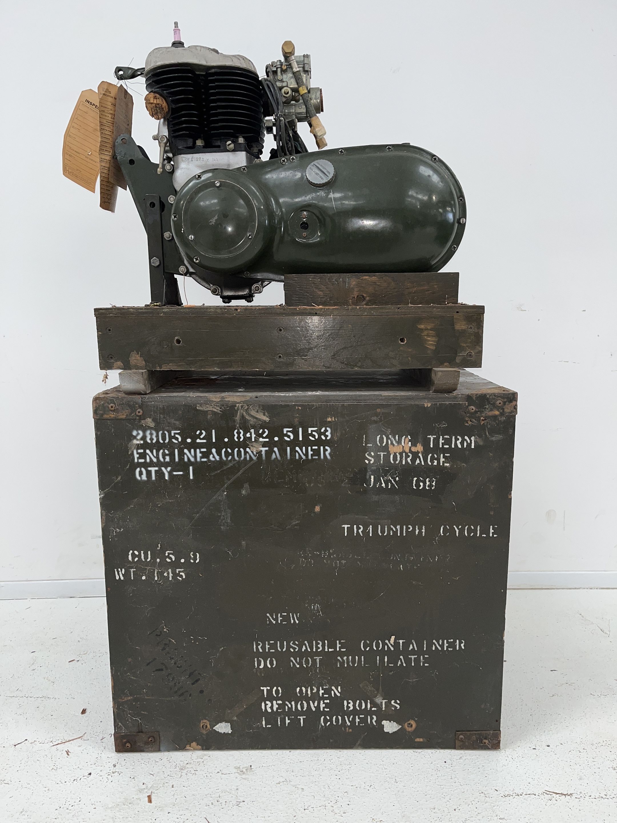 Bonhams Cars : A boxed Triumph TRW engine