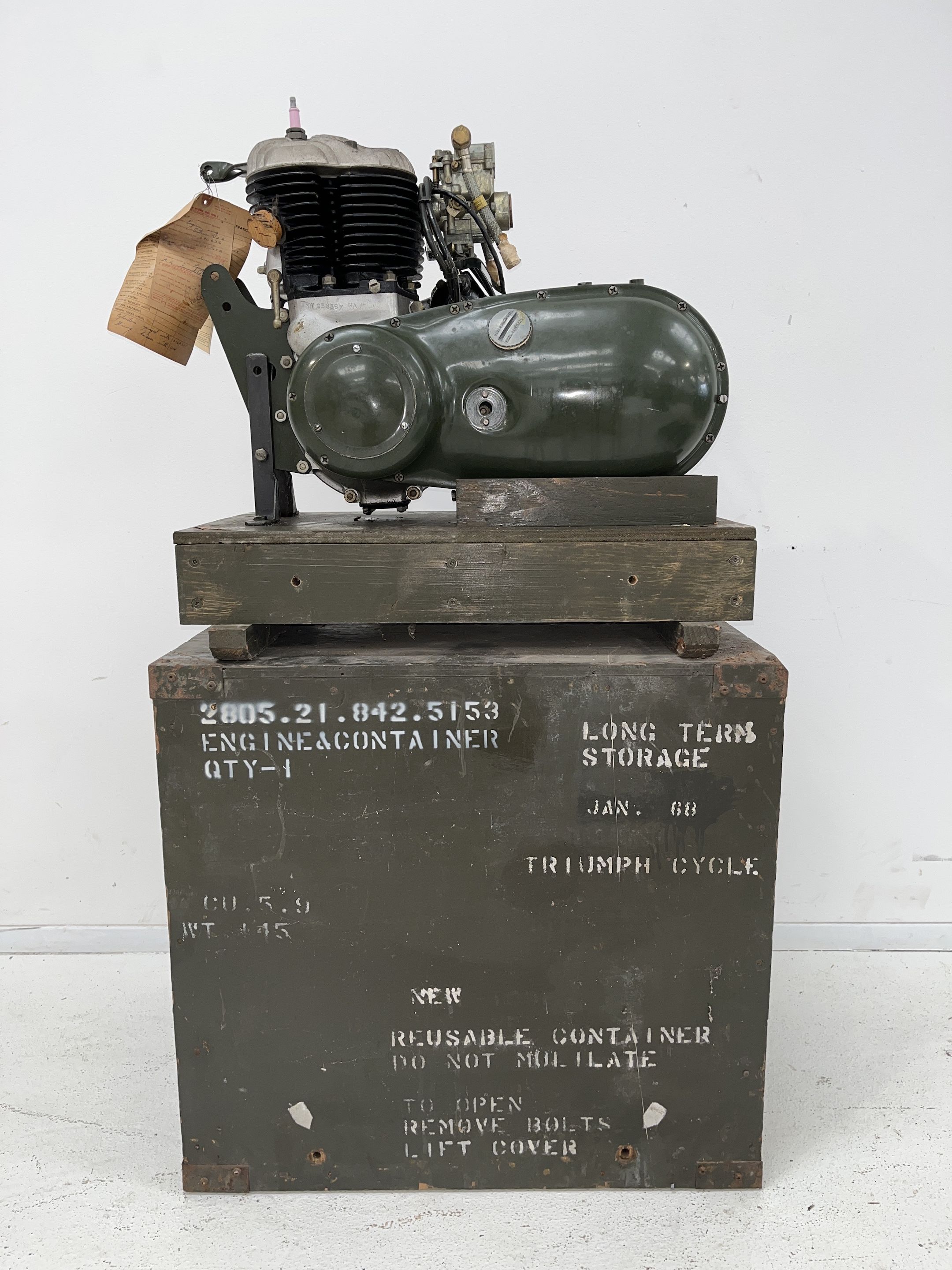 Bonhams Cars : A boxed Triumph TRW engine