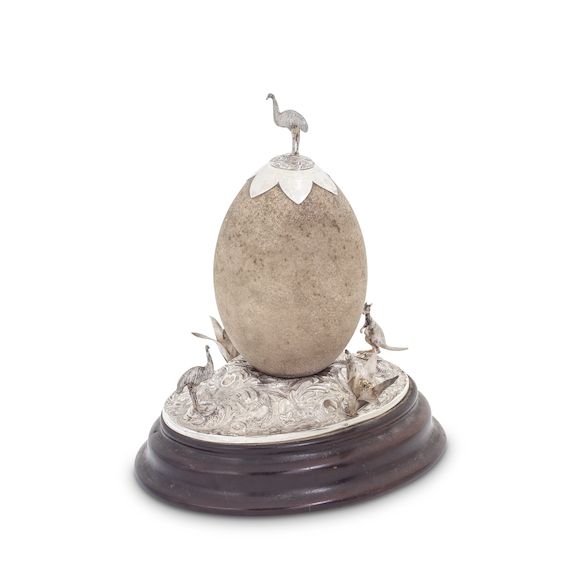 Bonhams : An Australian silver-mounted Emu egg mark to the rim of the ...