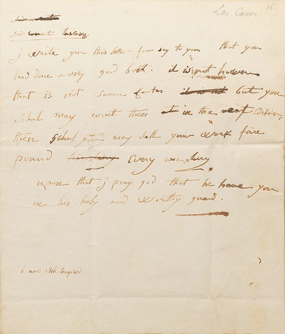 Bonhams : NAPOLEON BONAPARTE Autograph letter unsigned, to Emmanuel ...