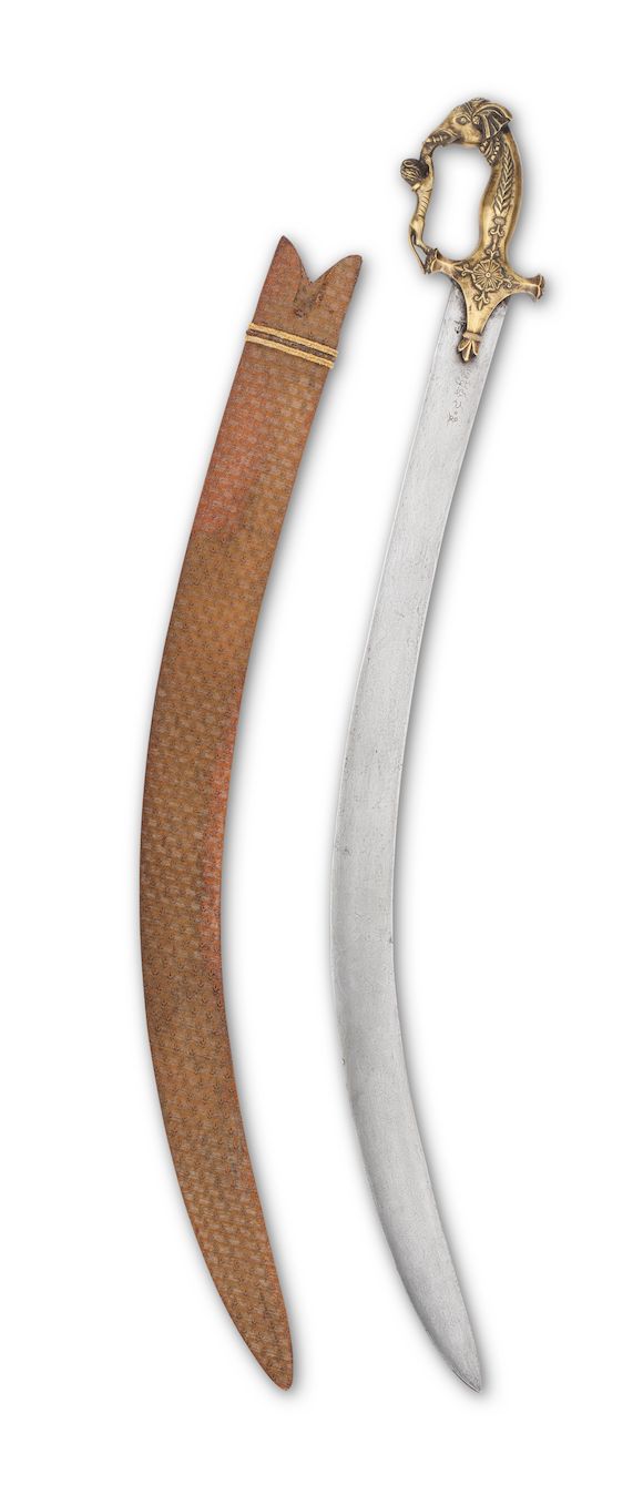 Bonhams : A brass-hilted steel sword (tegha) from the Mysore armoury ...
