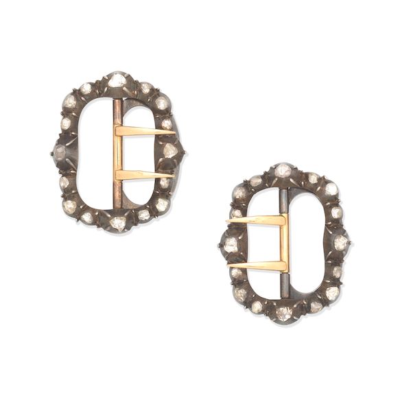 Bonhams : DIAMOND-SET BUCKLES, (2)