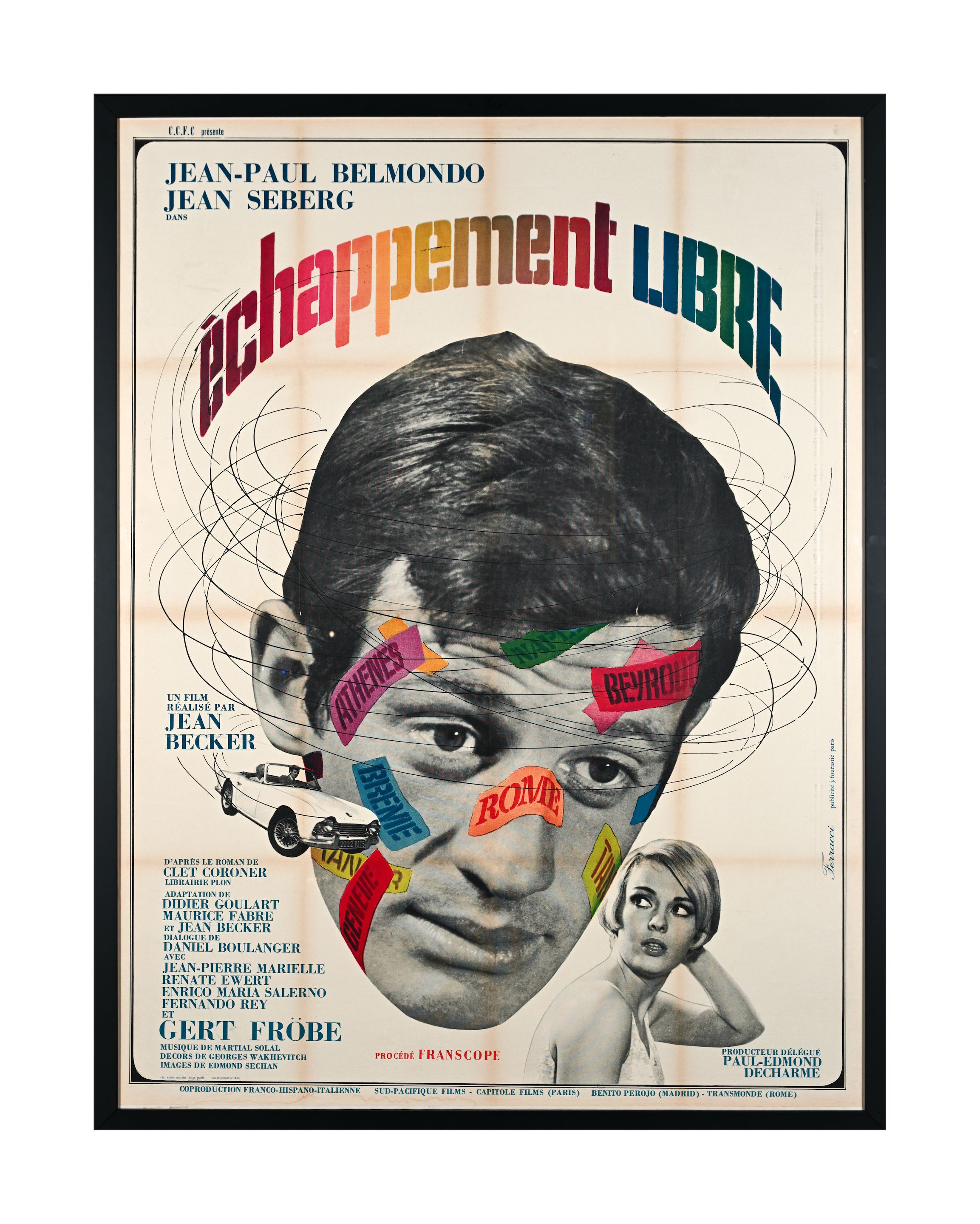 Bonhams Cars : Poster for the film "Echappement libre" starring Jean ...
