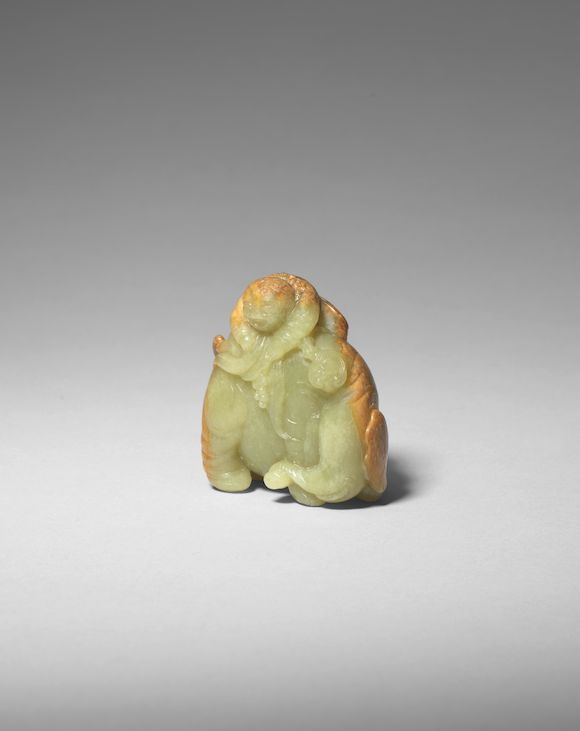 Bonhams : A RARE YELLOW JADE FIGURE OF A BOY RIDING AN ELEPHANT 17th ...
