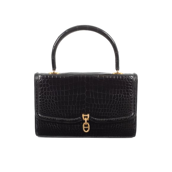 Bonhams : Hermès a Shiny Black Porosus Crocodile 'Chain d'Ancre' Top ...