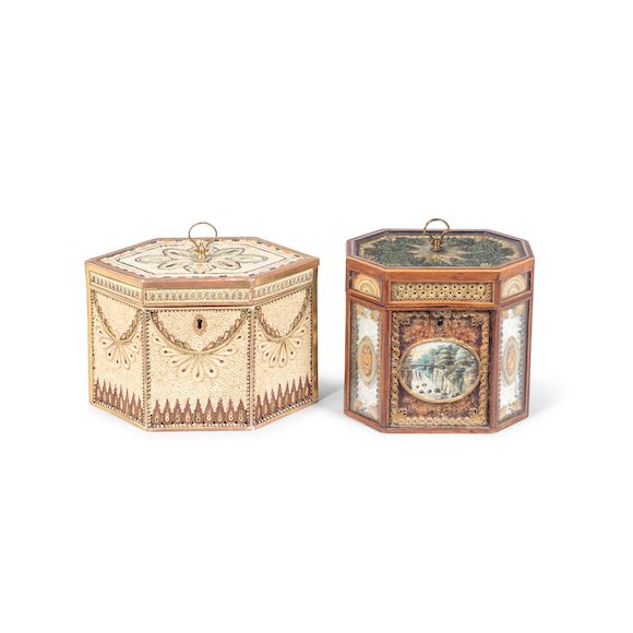 Bonhams : Two George III coloured scroll paper or filigree 'quill work ...