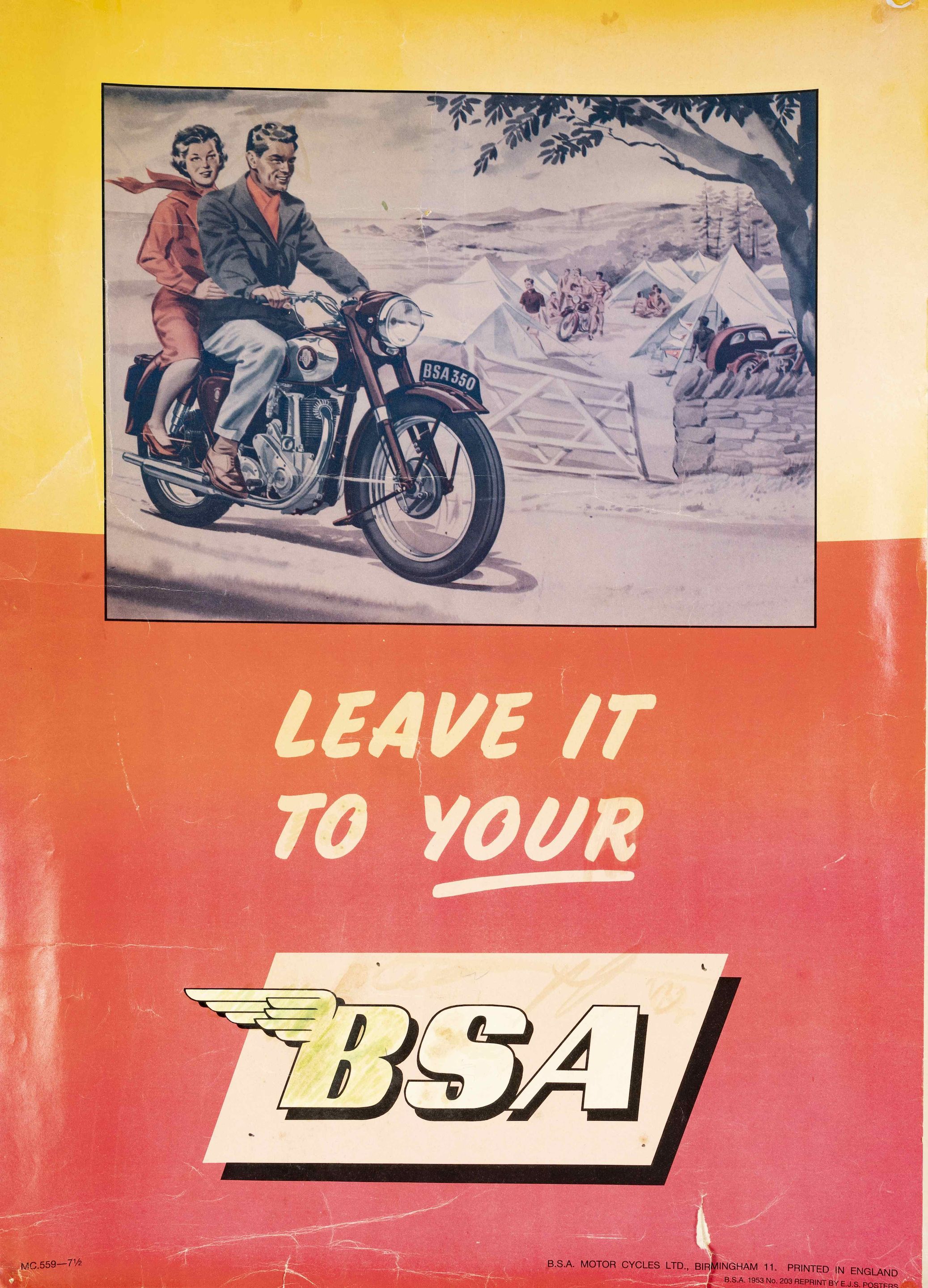 Bonhams Cars : A rare BSA Get Yourself The Exciting Life poster, (2)