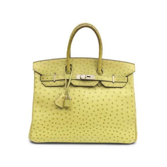 Bonhams : Hermès: a Chartreuse Ostrich Birkin 35 2006 (includes padlock ...