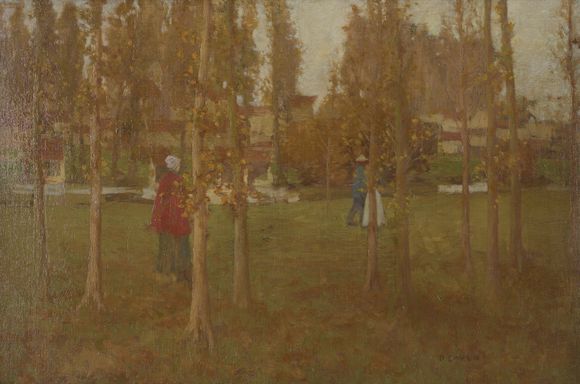 Bonhams : David Gauld RSA (British, 1865-1936) Figures amongst trees