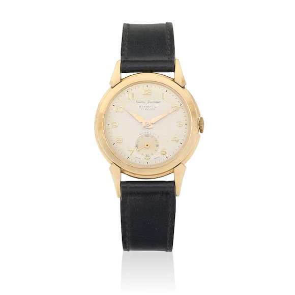 Bonhams : Numa Jeannin. A 14K gold manual wind wristwatch Bimatic, Ref ...