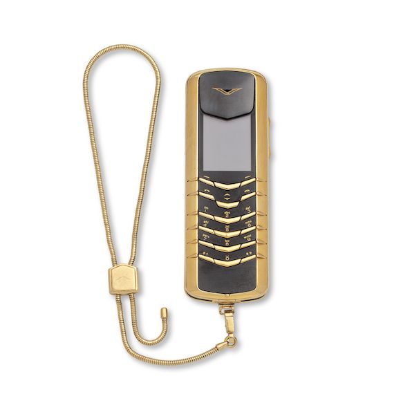 Bonhams : An 18 carat gold mounted 'VERTU' mobile phone with gold ...