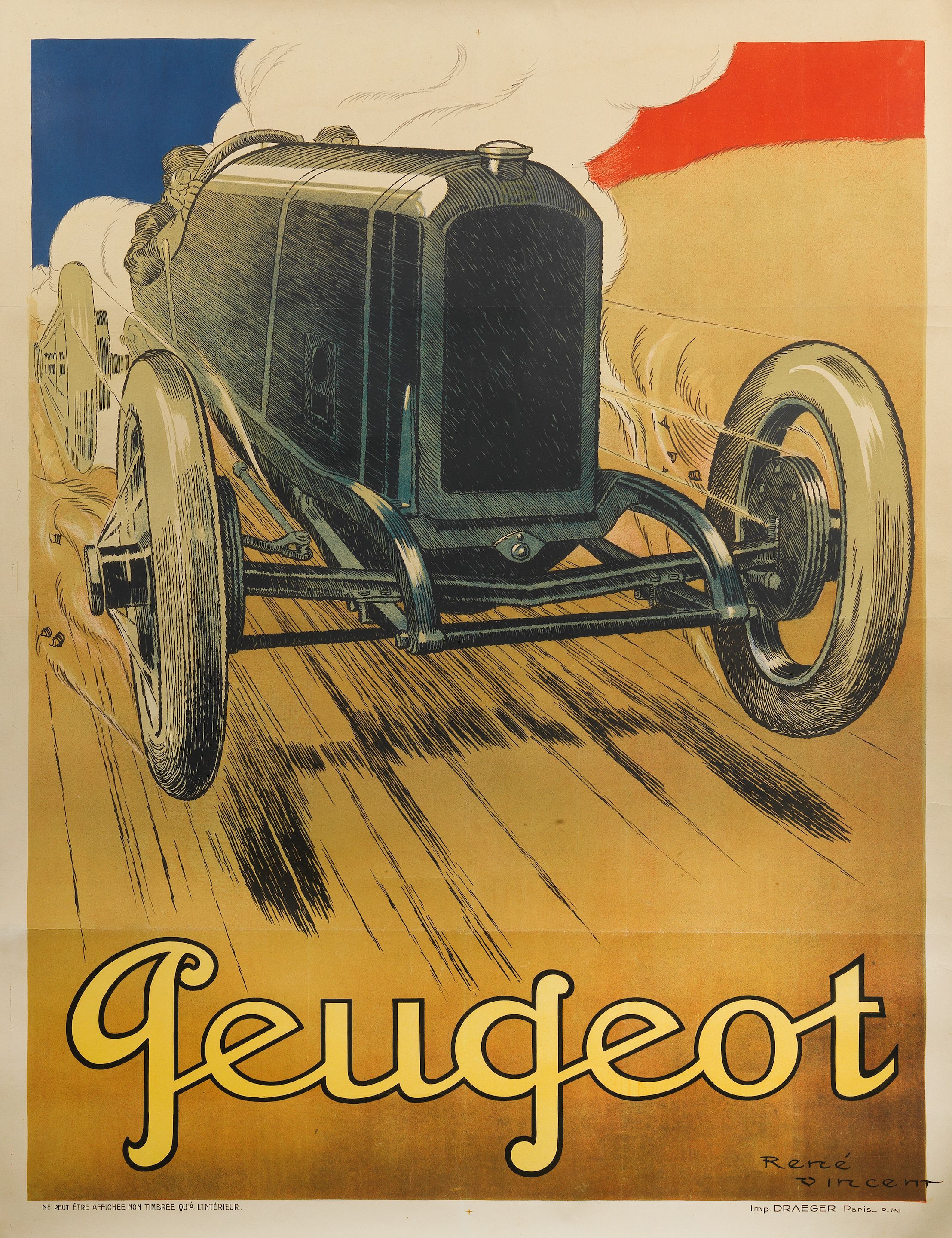 Bonhams Cars : 'Peugeot' after Rene Vincent (1879-1936), circa 1912,