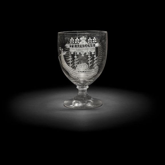 Bonhams : A large engraved Nelson commemorative goblet, dated 1806