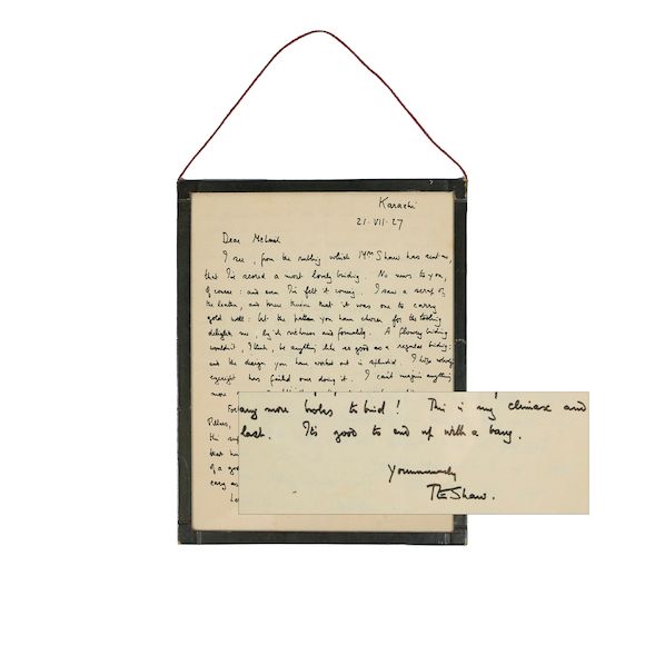 Bonhams : LAWRENCE (T. E.) Autograph letter signed, to Charles McLeish ...