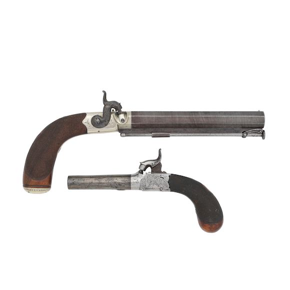 Bonhams : A 40-Bore Percussion Box-Lock Belt Pistol, And A 54-Bore ...