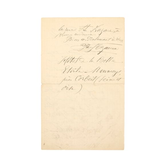 Bonhams : CÉZANNE (PAUL) Autograph letter signed ("Paul Cézanne"), to ...