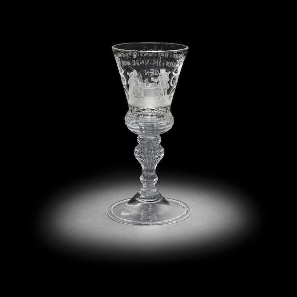 Bonhams : A Dutch engraved baluster 'Friendship' goblet, the glass ...