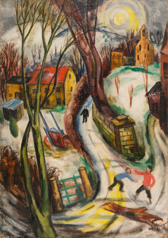 Bonhams : Norah McGuinness H.R.H.A. (Irish, 1901-1980) Snow on the ...