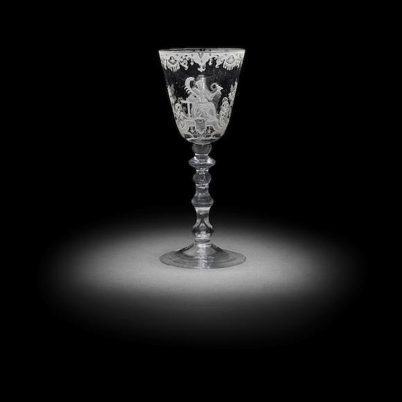 Bonhams An Attractive Dutch Engraved Light Baluster Goblet Circa 1760