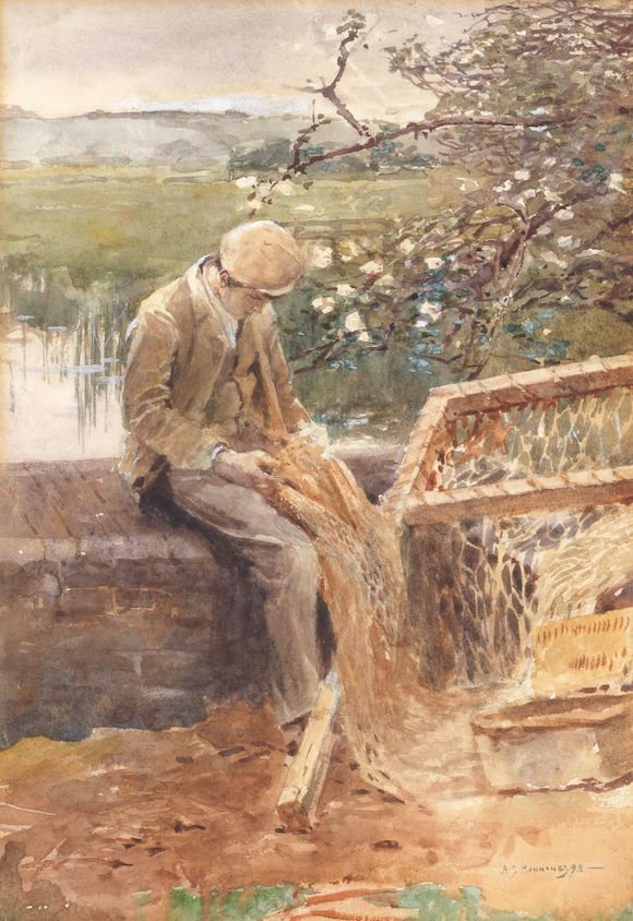 Bonhams : Sir Alfred James Munnings, PRA, RWS (British, 1878-1959) Mending the nets