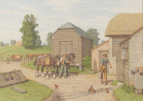 Bonhams : Stanley Anderson (British, 1884-1966) Returning from the Fields