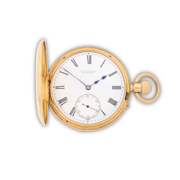 Bonhams : W. Batty & Son, Manchester. An 18K gold keyless wind half ...
