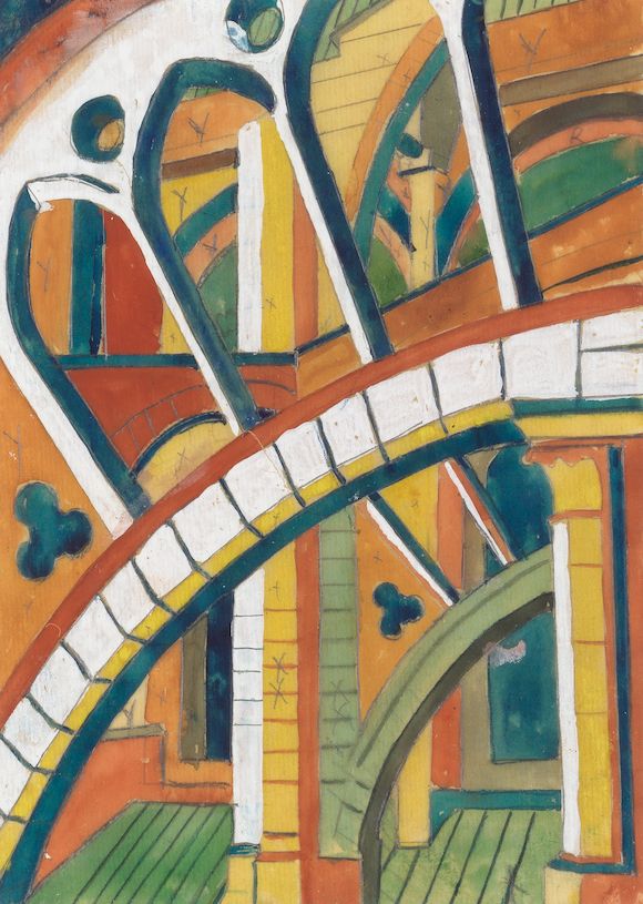 Bonhams : Ursula Fookes (British, 1906-1991) A Study for the Linocut Arches